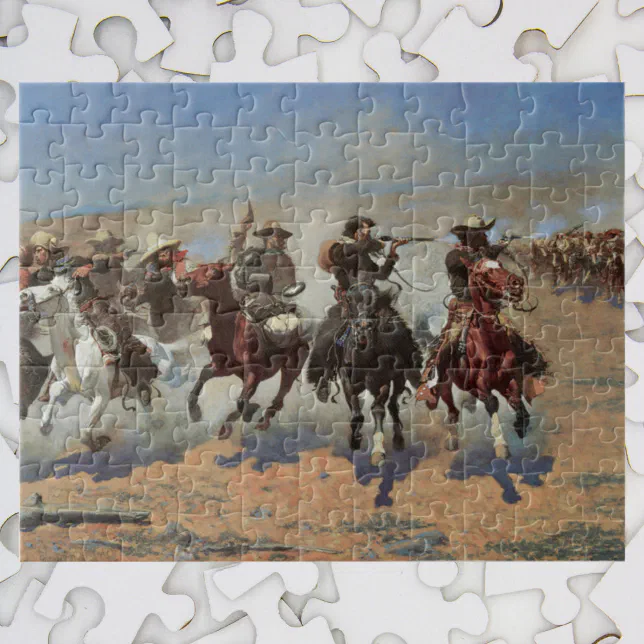 Vintage Cowboys, A Dash For Timber by Remington Jigsaw Puzzle | Zazzle