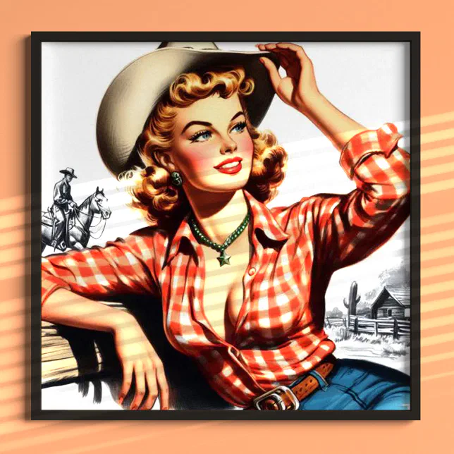 Vintage Cowgirl Pin Up Poster | Zazzle