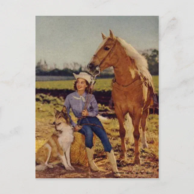 Vintage Cowgirl Postcard | Zazzle
