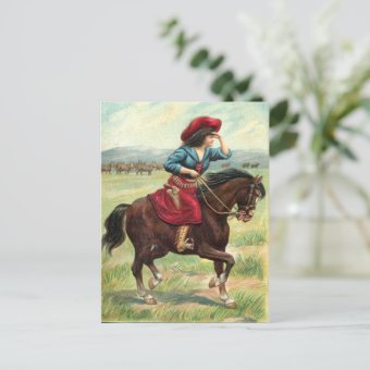 Vintage Cowgirl Postcard | Zazzle