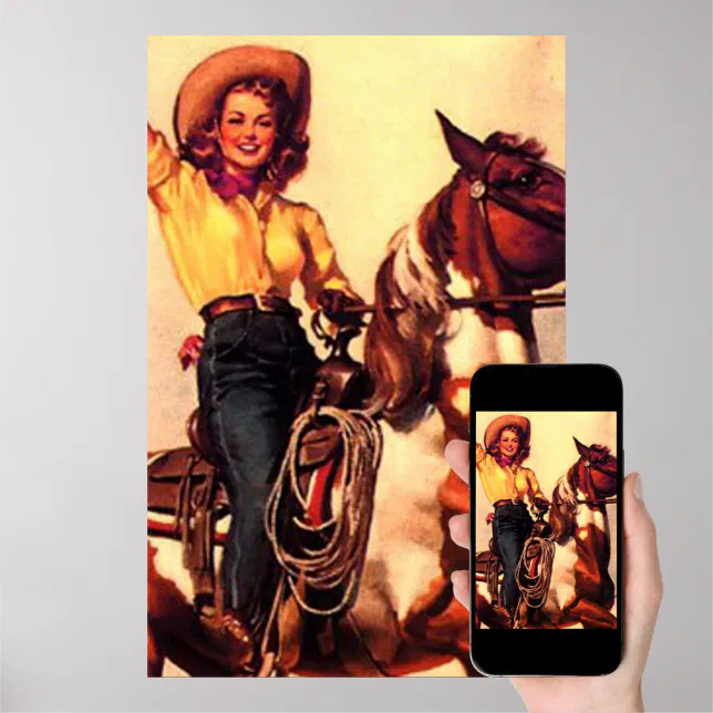 Vintage Cowgirl Poster | Zazzle