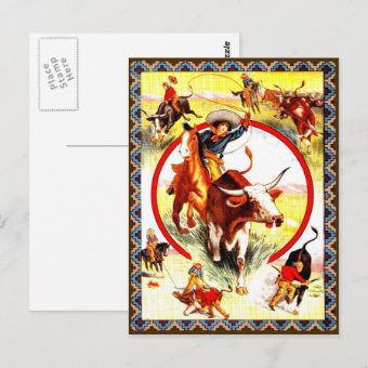 "Vintage Cowgirl" Western Postcard | Zazzle
