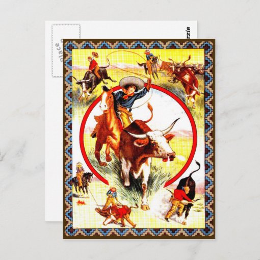 "Vintage Cowgirl" Western Postcard | Zazzle