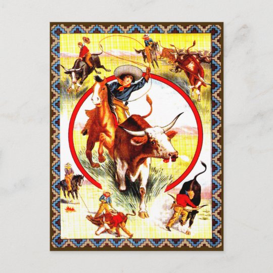 "Vintage Cowgirl" Western Postcard | Zazzle.com