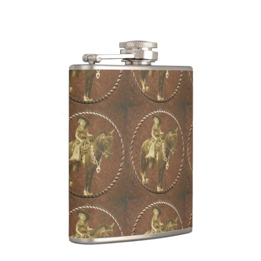 Vintage Cowgirl Western Whiskey Flask | Zazzle
