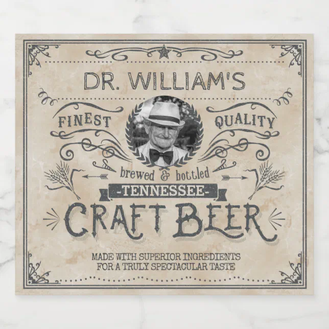 Vintage Craft Beer Custom Brewer Photo Beer Bottle Label | Zazzle