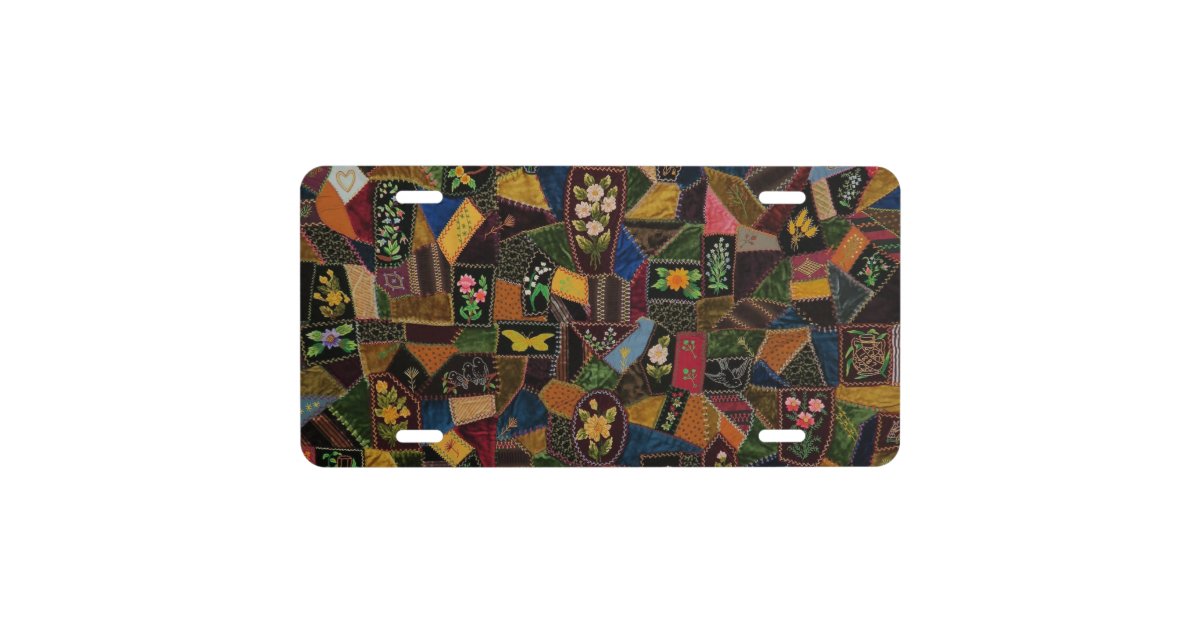 Vintage Crazy Quilt License Plate | Zazzle