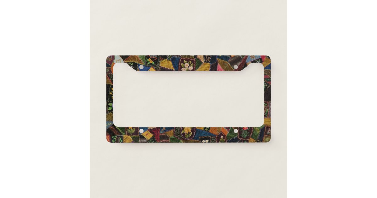 Vintage Crazy Quilt License Plate Frame | Zazzle