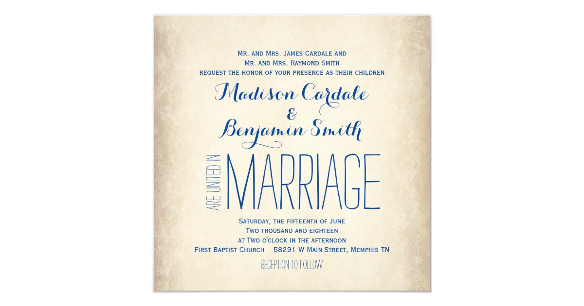 Vintage Cream and Blue Rustic Wedding Invitations | Zazzle.com