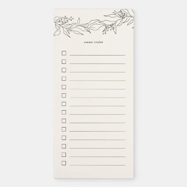 Vintage Cream Eucalyptus Wreath To Do List Magnet Magnetic Notepad | Zazzle