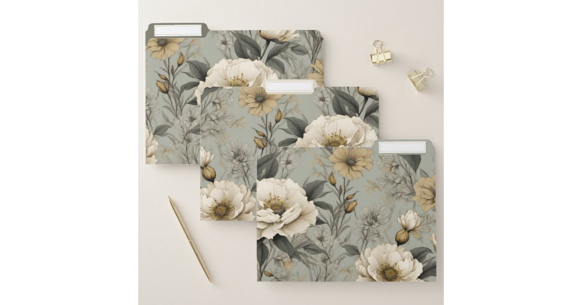 Vintage Cream Rose File Folder | Zazzle