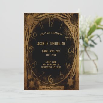 Vintage Creepy Clock Customizable Party Invitation | Zazzle