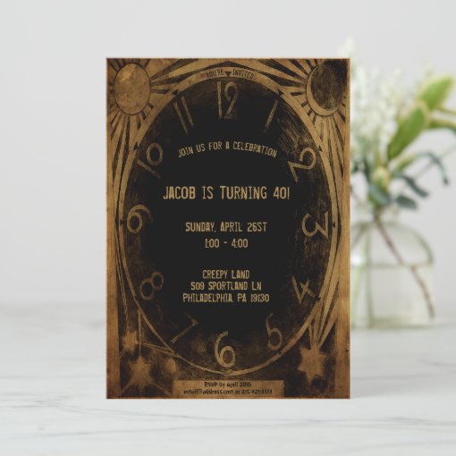Vintage Creepy Clock Customizable Party Invitation | Zazzle