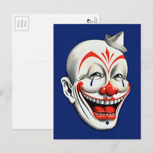 Vintage Creepy Clown Postcard | Zazzle
