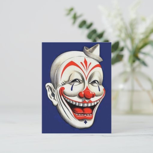 Vintage Creepy Clown Postcard | Zazzle