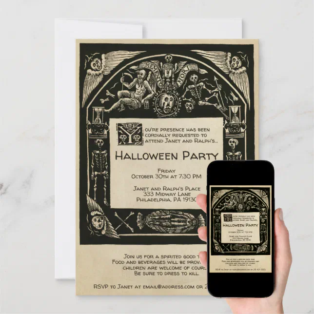Vintage Creepy Customizable Funeral Style Invitation | Zazzle