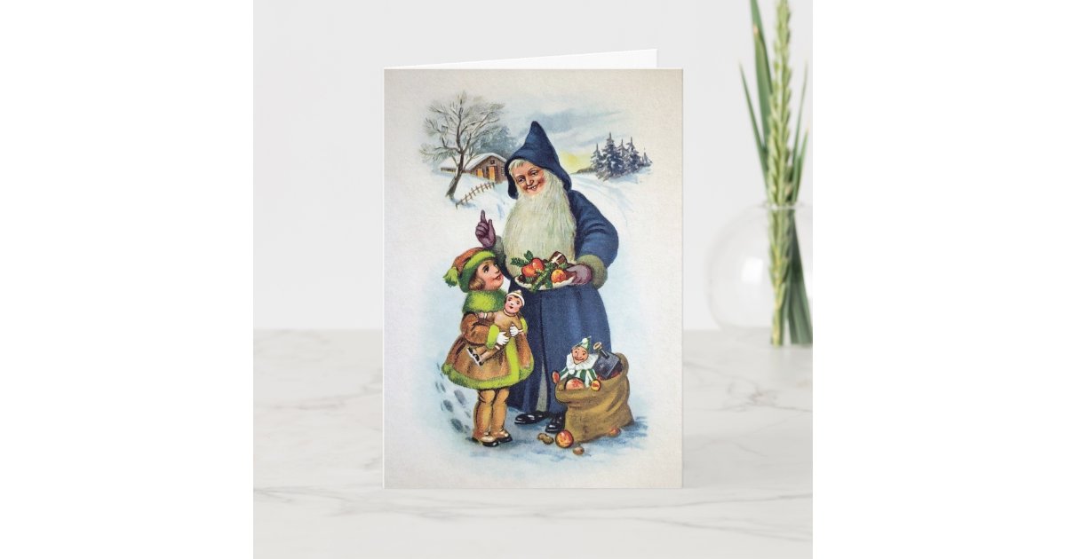 Vintage Creepy German Santa Christmas Card | Zazzle