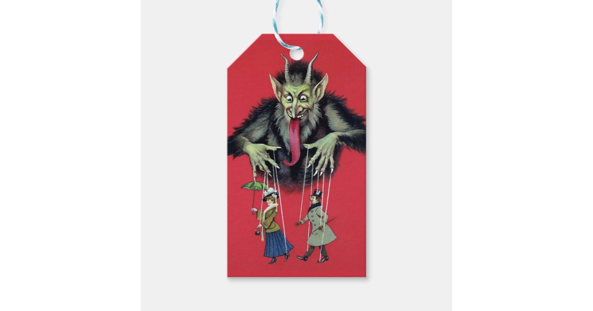 Vintage Creepy Krampus Gift Tags | Zazzle