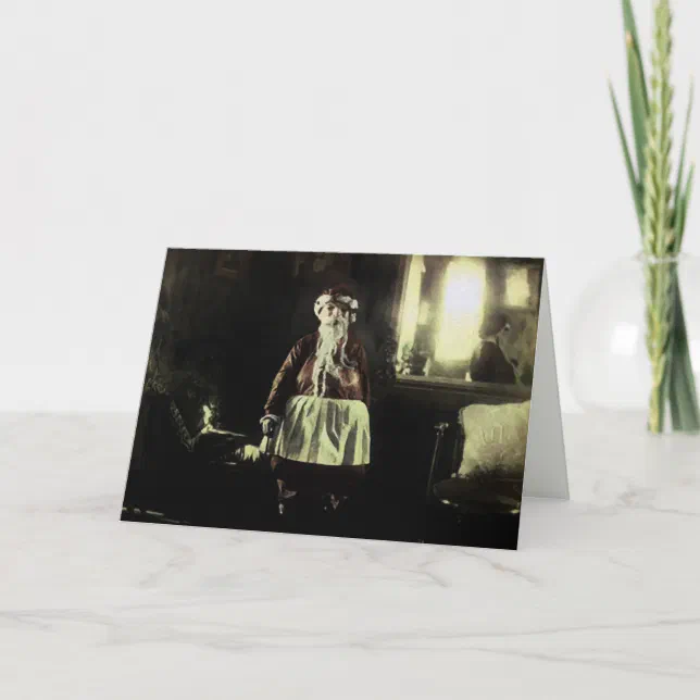 Vintage Creepy Santa Christmas Card | Zazzle