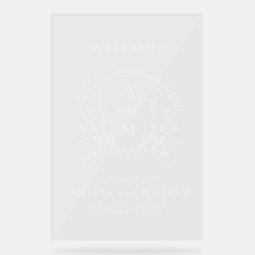 Vintage Crest Wedding Welcome Acrylic Sign | Zazzle