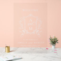 Vintage Crest Wedding Welcome Acrylic Sign | Zazzle