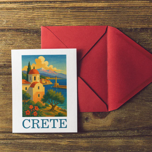 Vintage Crete Greece Island Artwork Travel Postcard | Zazzle