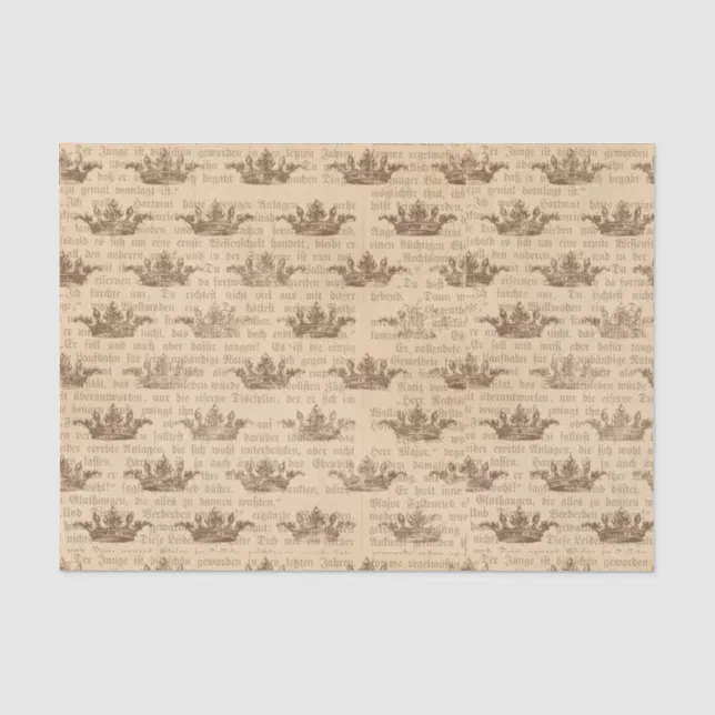 Vintage Crown and German Print Tissue Paper | Zazzle