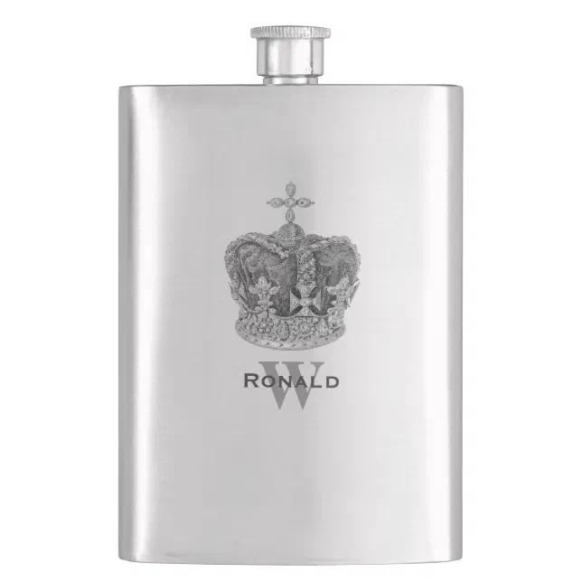 Vintage Crown Custom Flask | Zazzle