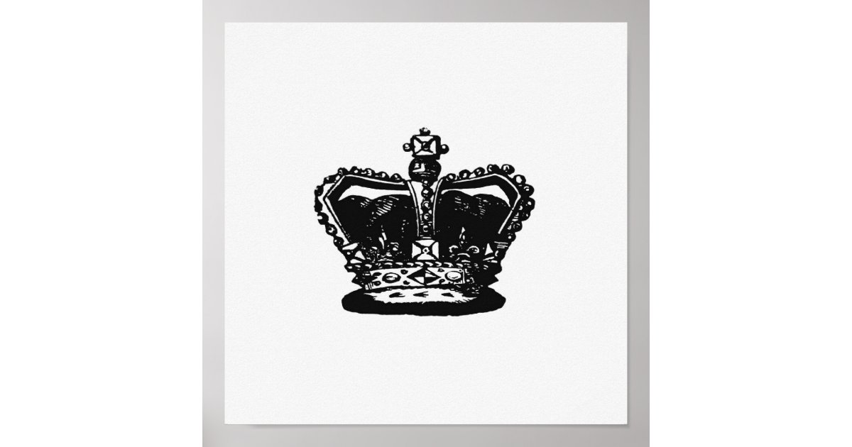 Vintage Crown Illustration Poster | Zazzle