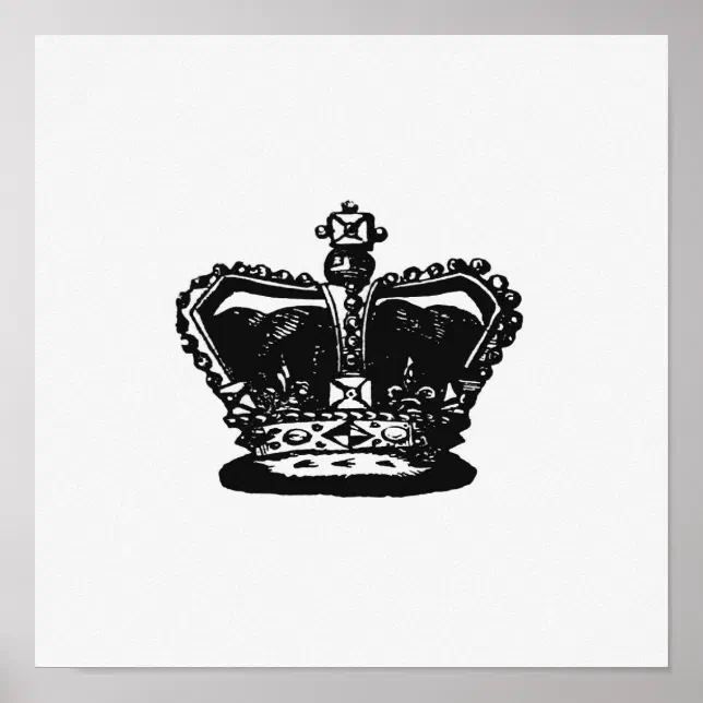 Vintage Crown Illustration Poster | Zazzle
