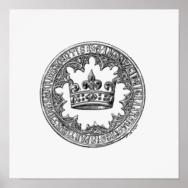 Vintage Crown Illustration Poster | Zazzle