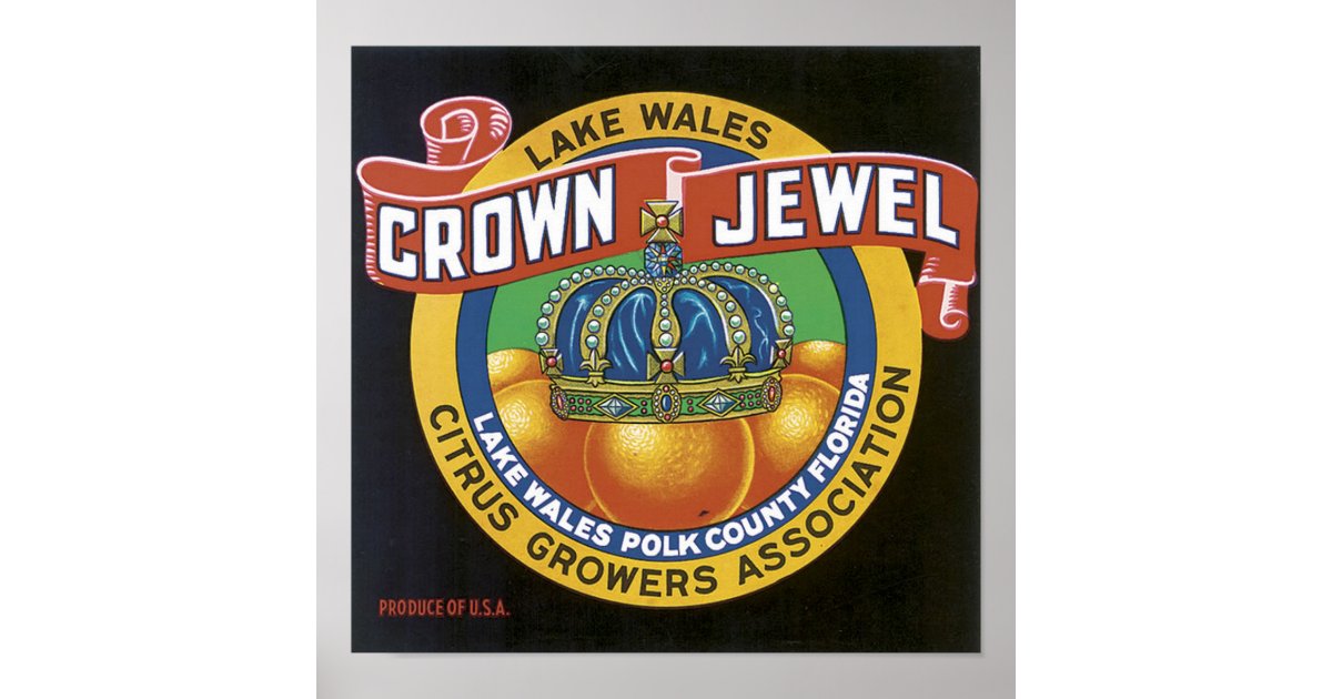 Vintage Crown Jewel Label Poster | Zazzle