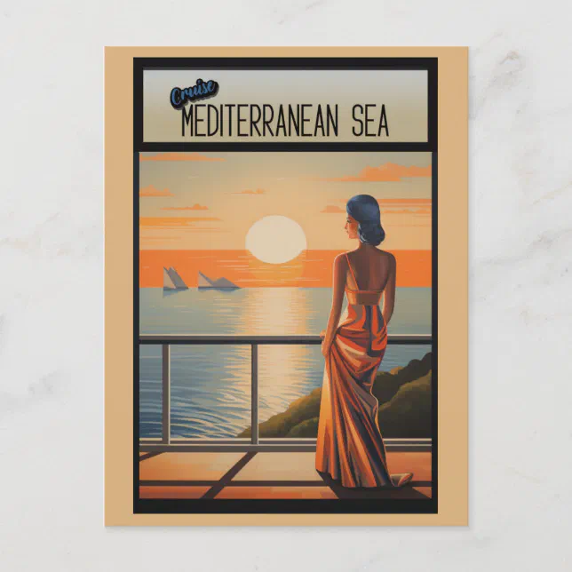 Vintage Cruise Mediterranean Sea Travel Postcard | Zazzle
