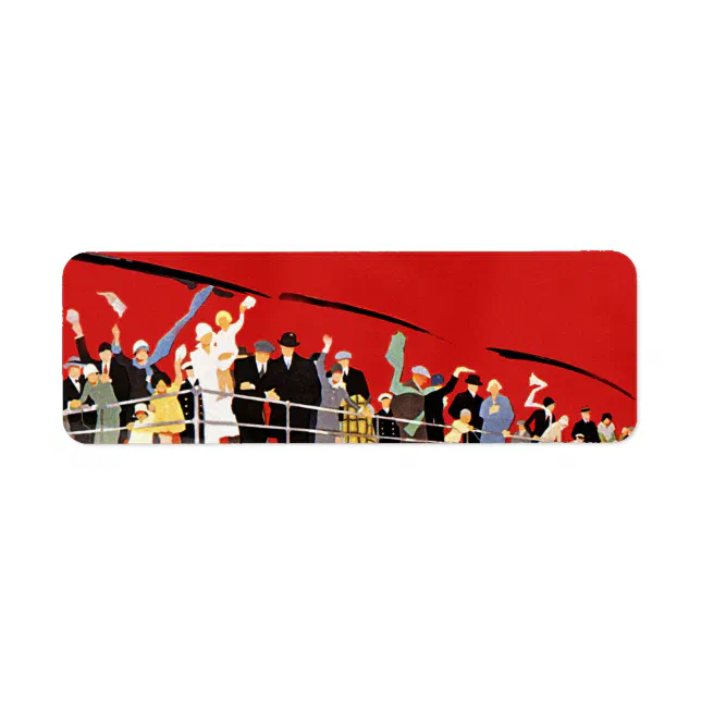 Vintage Cruise Ship Passengers Waving Goodbye Label | Zazzle