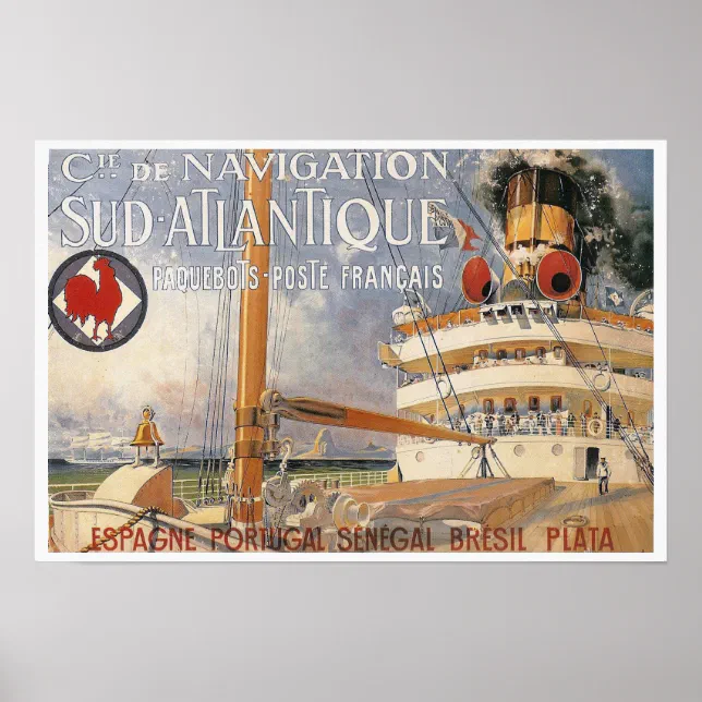 Vintage Cruise Ship Travel Advertisement Poster | Zazzle