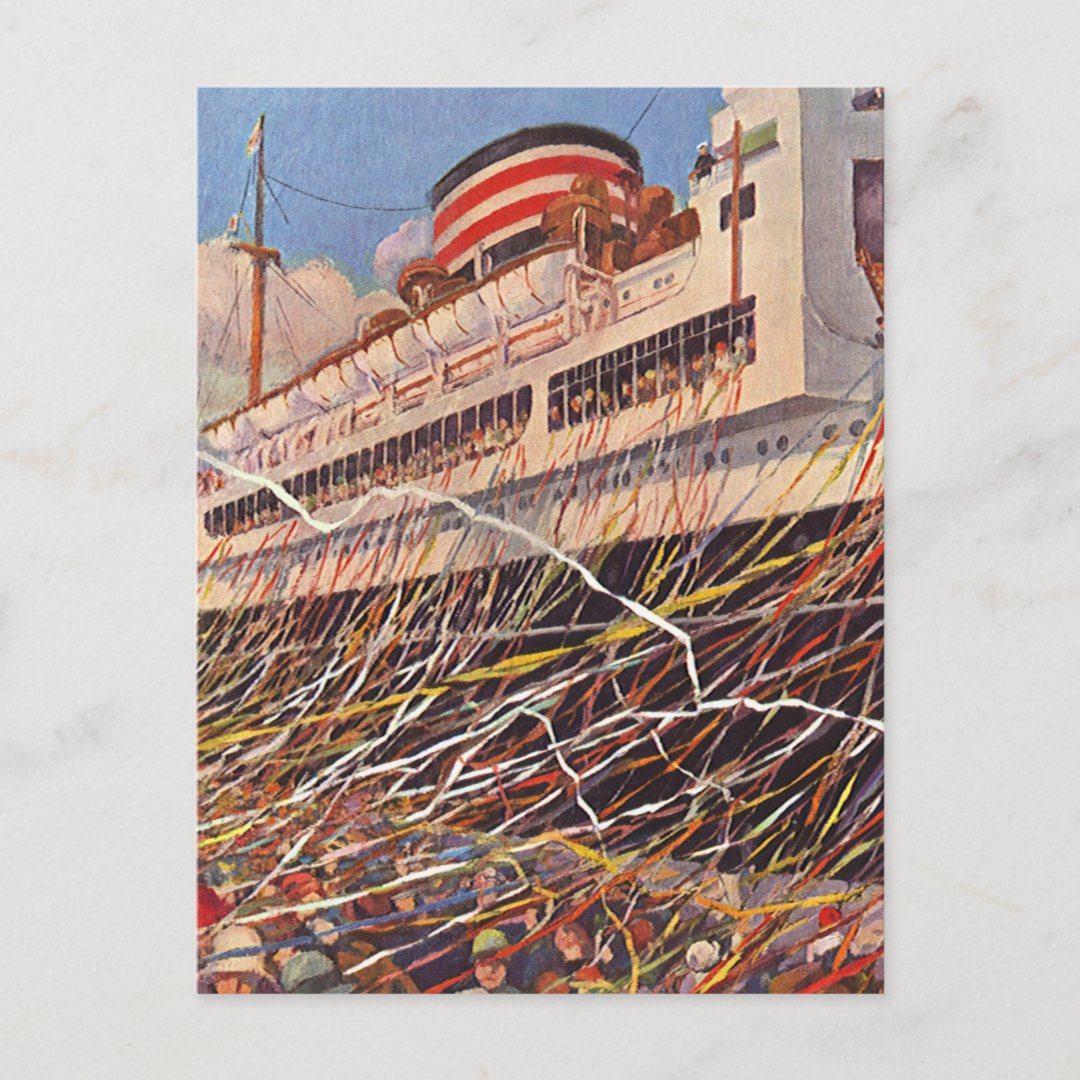 Vintage Cruise Ship Vacation; Bon Voyage Party! Postcard | Zazzle