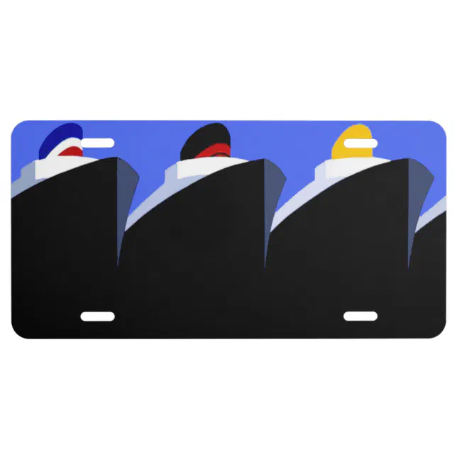 Vintage Cruise Ships Art Deco Poster License Plate | Zazzle