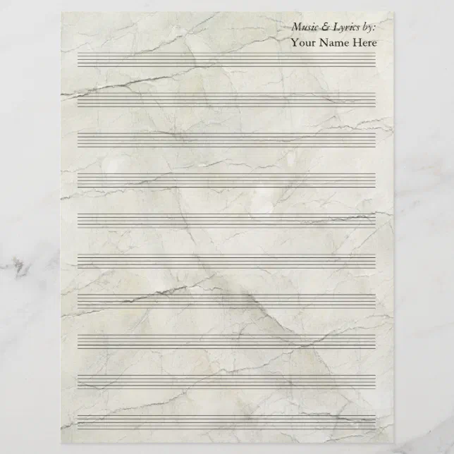 Vintage Crumpled Paper Blank Sheet Music 10 Stave | Zazzle