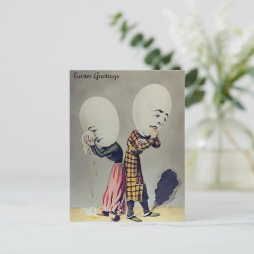 Vintage Crying Egg Easter Postcard | Zazzle