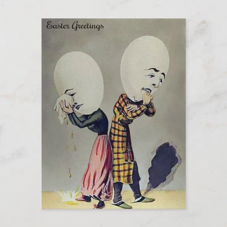 Vintage Crying Egg Easter Postcard | Zazzle