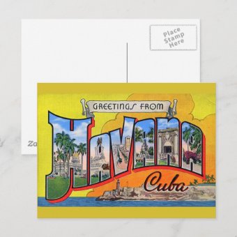 Vintage Cuba Travel - Greetings From Havana Postcard | Zazzle