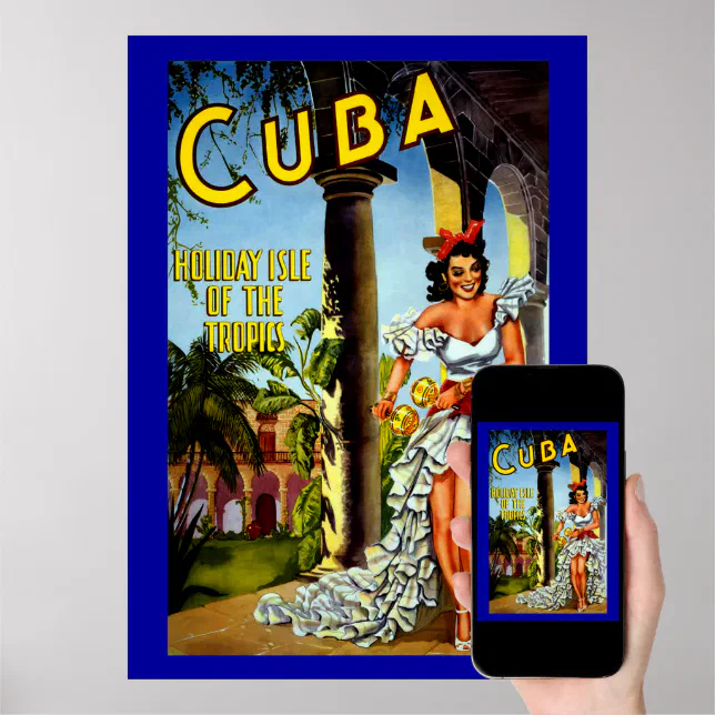 Vintage Cuban Dancer Girl Travel Poster | Zazzle