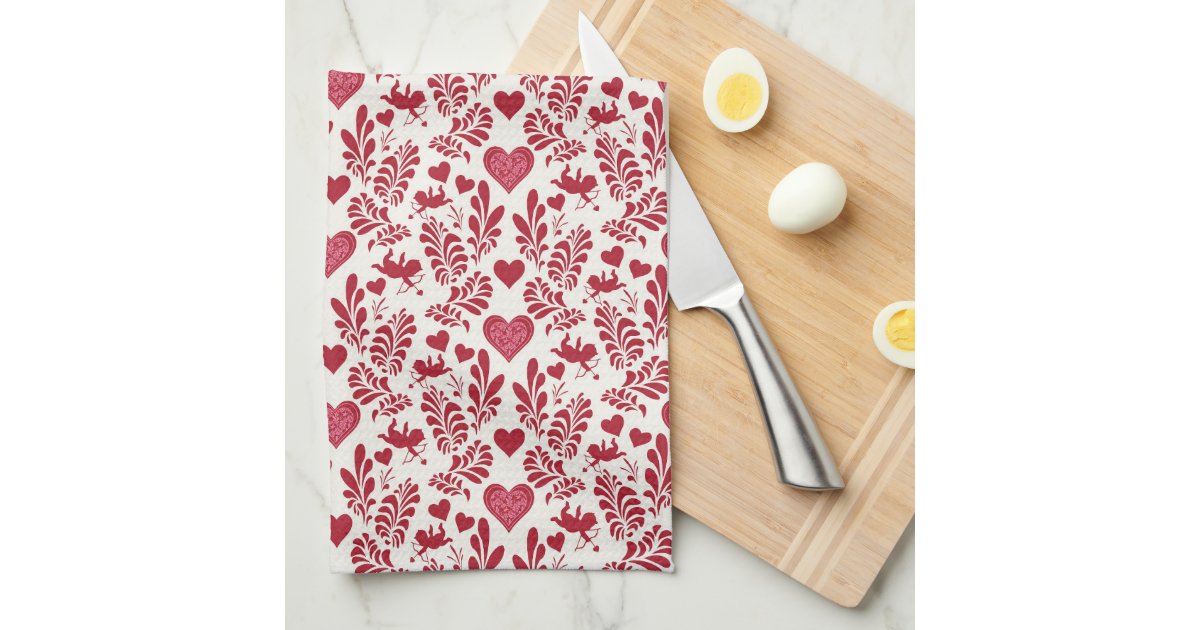 Vintage Cupid Wallpaper Kitchen Towel | Zazzle
