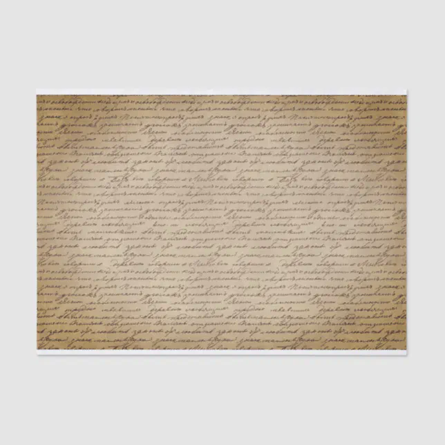 Vintage Cursive Writing Text on Parchment Pattern Tissue Paper | Zazzle