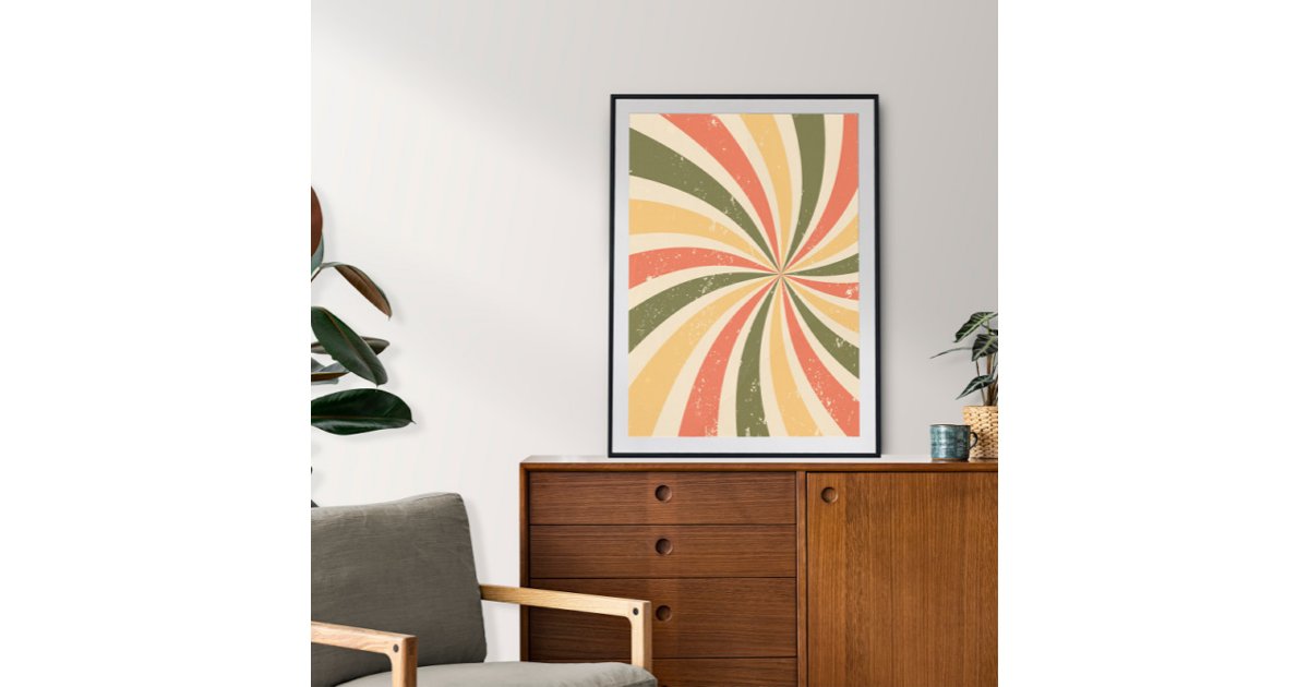 Vintage curved rays poster | Zazzle