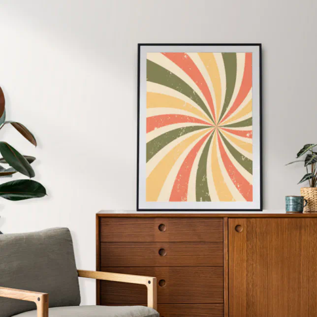 Vintage curved rays poster | Zazzle