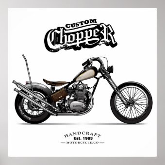 Vintage Custom Chopper Motorcycle Poster | Zazzle