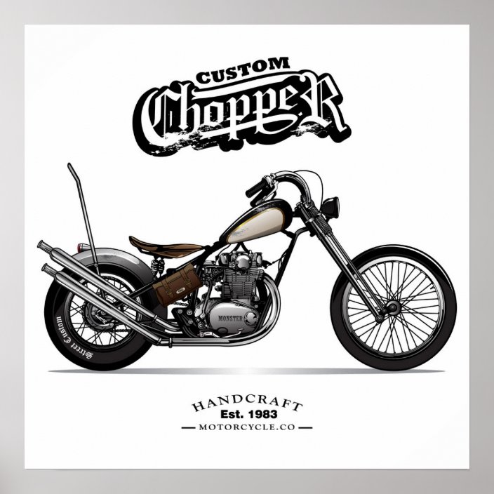 Vintage Custom Chopper Motorcycle Poster | Zazzle.com