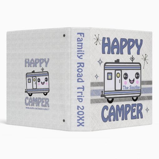 Vintage Custom Kawaii Happy Camper Binder | Zazzle