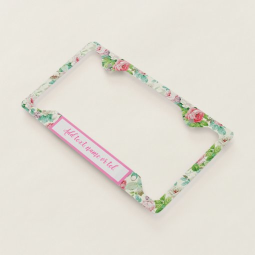 Vintage Customize Elegant Popular Floral Rose License Plate Frame | Zazzle